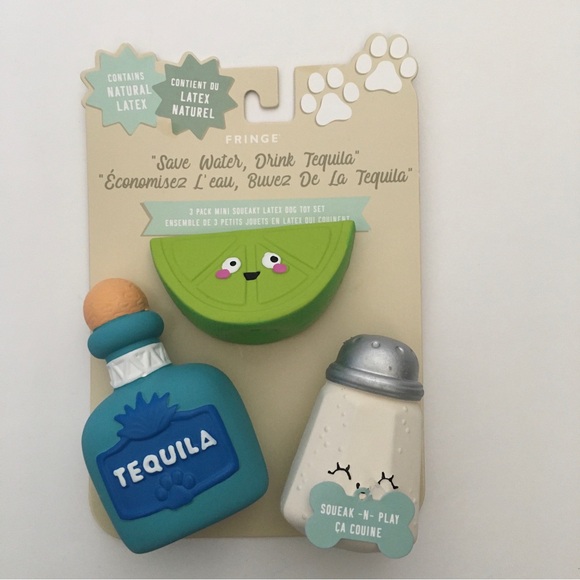 Fringe Studio | Dog | Dog Toys 3 Squeaky Latex Save Water Drink Tequila ...